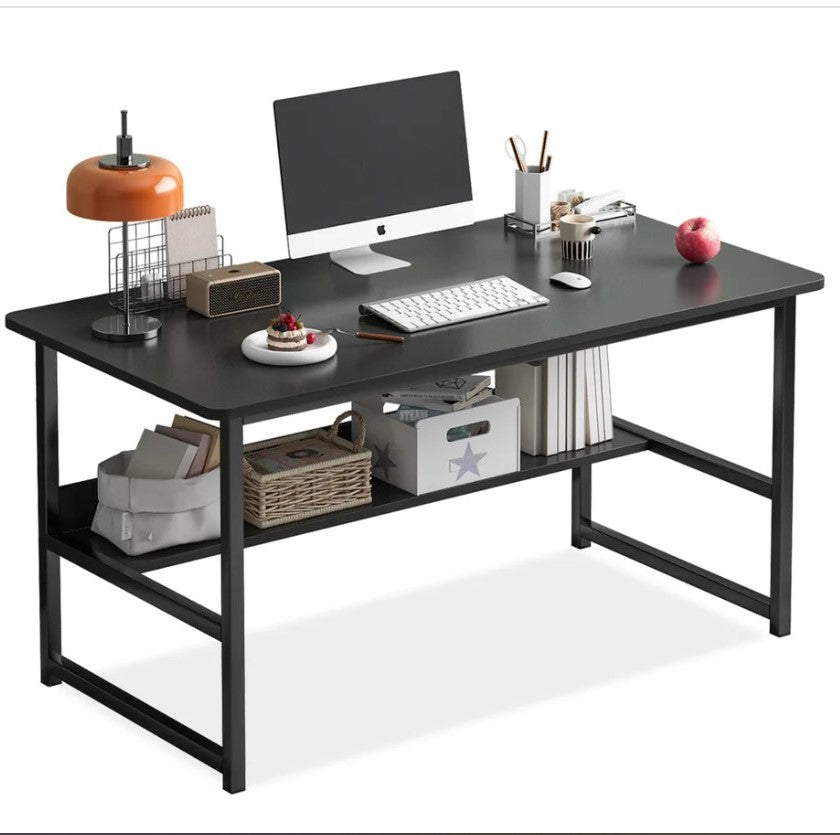 Student Desk Computer Workstation with Shelf- 100cm Width Black – Sub ...